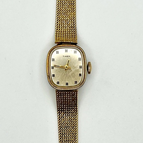 Timex | Accessories | 545 Vintage 7s Timex Gold Mesh Square Face Strap ...